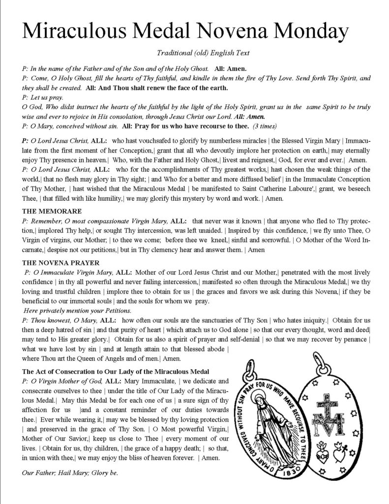 Our Lady of the Miraculous Medal Novena – St. Catherine’s Church